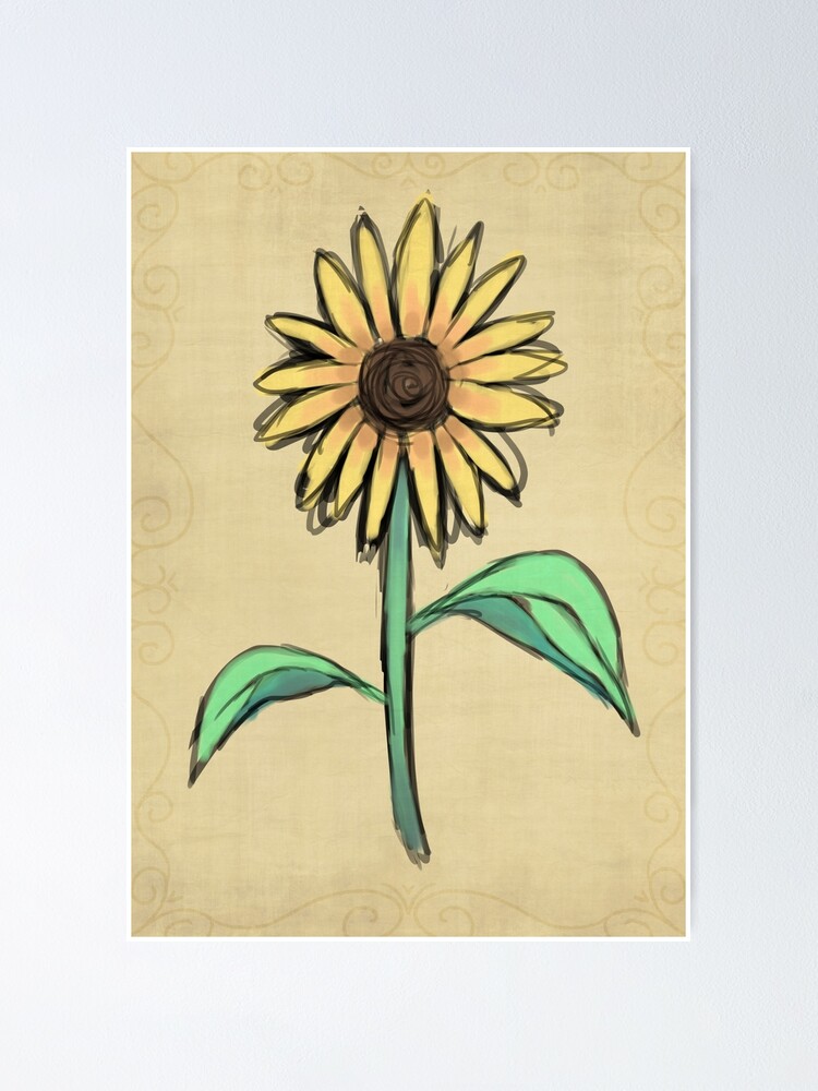 "Sunflower Scroll" Poster for Sale by TheFruitDog | Redbubble