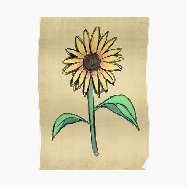 "Sunflower Scroll" Poster for Sale by TheFruitDog | Redbubble