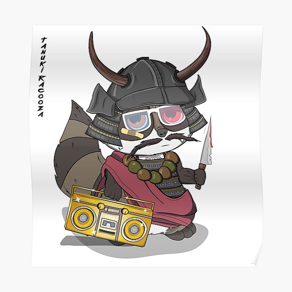 "Tanuki Racooza Samurai" Poster for Sale by Onkeltrojan | Redbubble