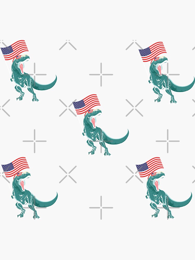 "Dinosaur T Rex Holding American Flag 4th of July" Sticker for Sale by ...