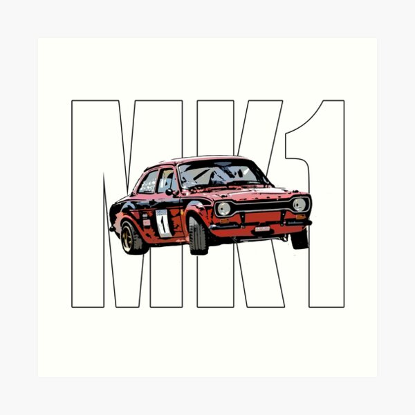 "Mk1 Escort Red Tarmac Rally Car Sideways - Large Artwork With Text ...