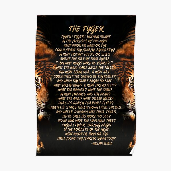"The Tyger Classic Poem by William Blake" Poster for Sale by ...
