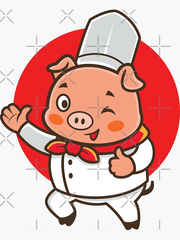 "cute pig chef cartoon" Sticker for Sale by BIG-A199 | Redbubble