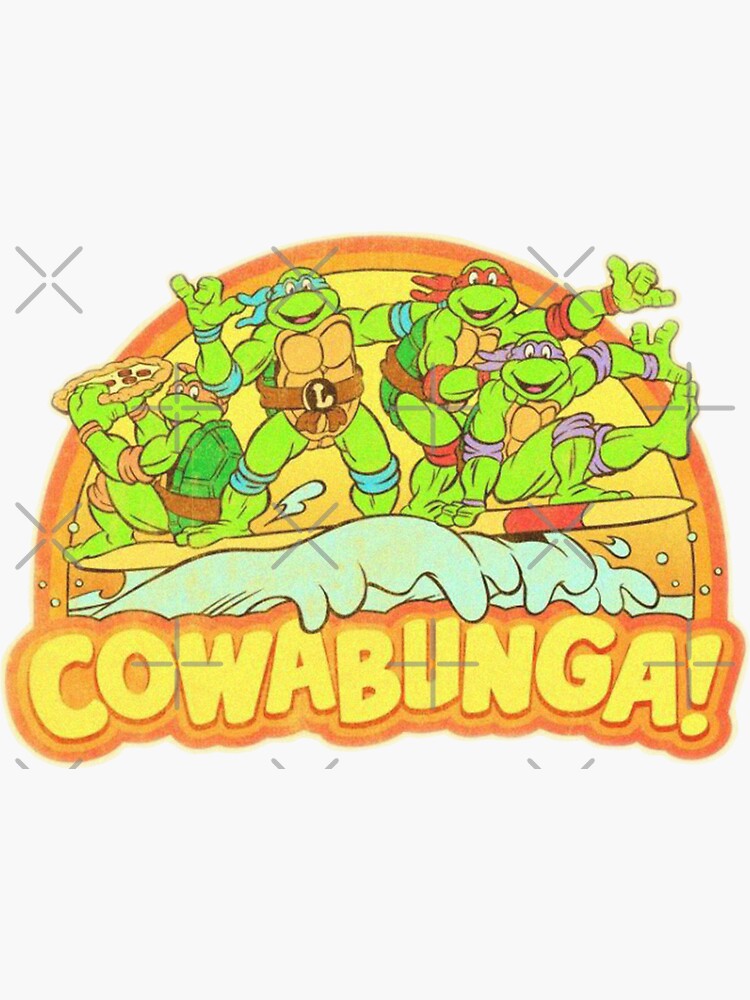 "Cowabunga Surfing (80s Ninja Turtles)" Sticker for Sale by SoCalKid ...