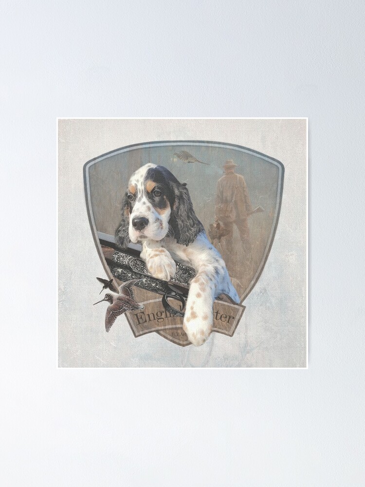 "English Setter puppy with shotgun" Poster for Sale by TammyHunterArt ...