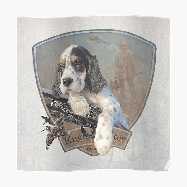 "English Setter puppy with shotgun" Poster for Sale by TammyHunterArt ...