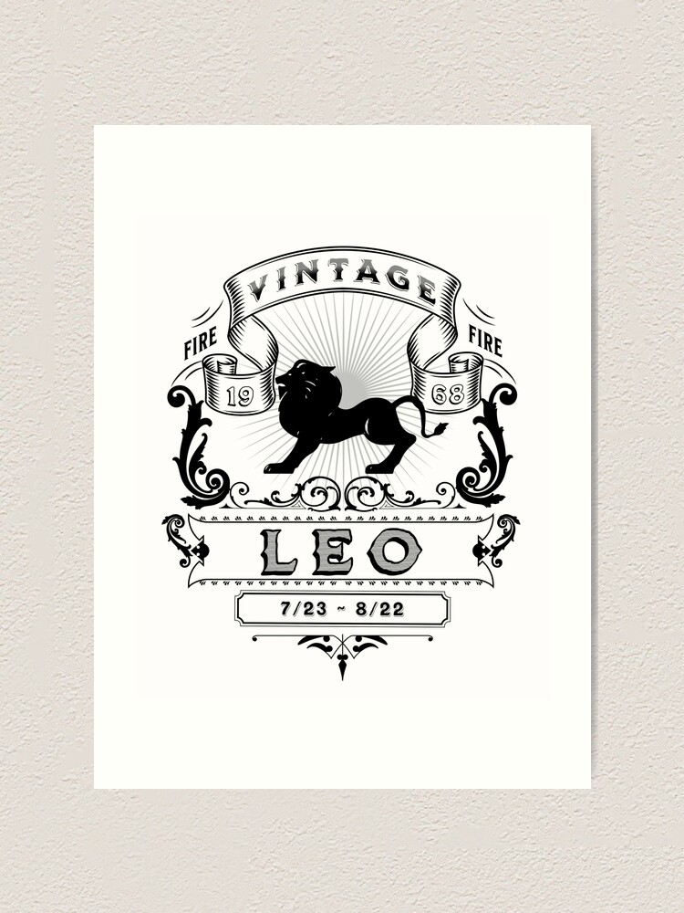 "The Zodiac Sign of Leo Black and White 1968" Art Print for Sale by ...