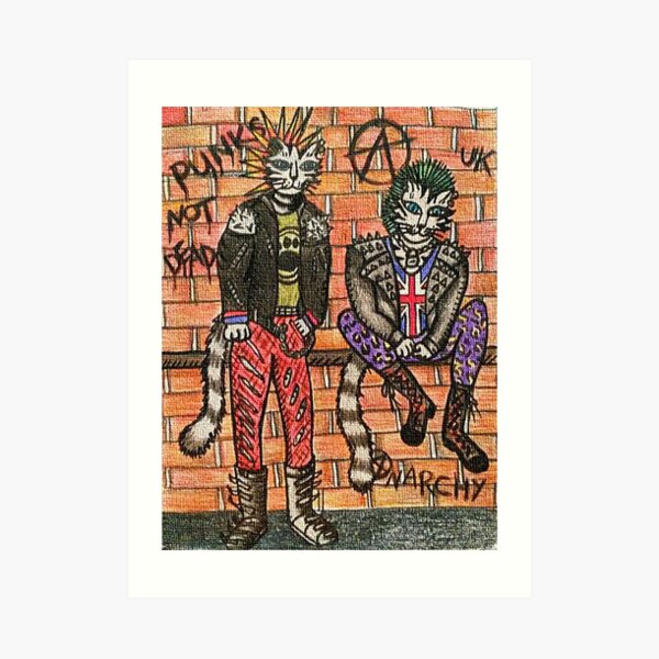 "Punk Rock Cats" Art Print for Sale by PaniaBrown | Redbubble
