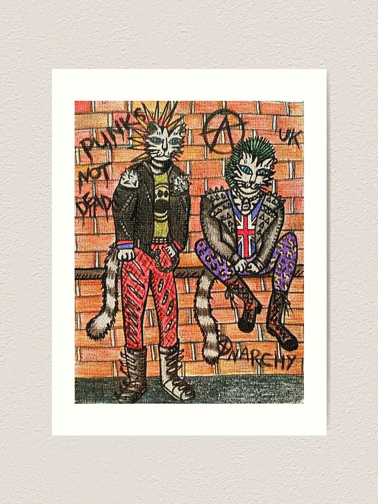 "Punk Rock Cats" Art Print for Sale by PaniaBrown | Redbubble