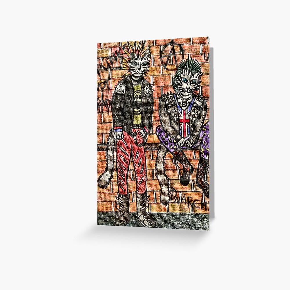"Punk Rock Cats" Greeting Card for Sale by PaniaBrown | Redbubble