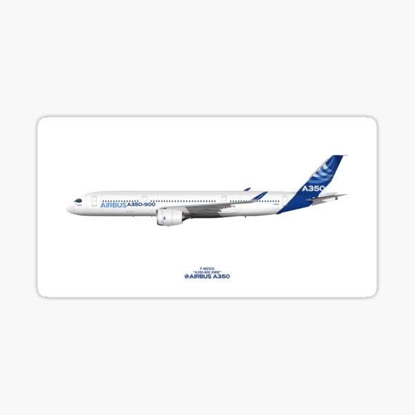 "Illustration of Airbus A350 F-WZGG" Sticker for Sale by SteveHClark ...