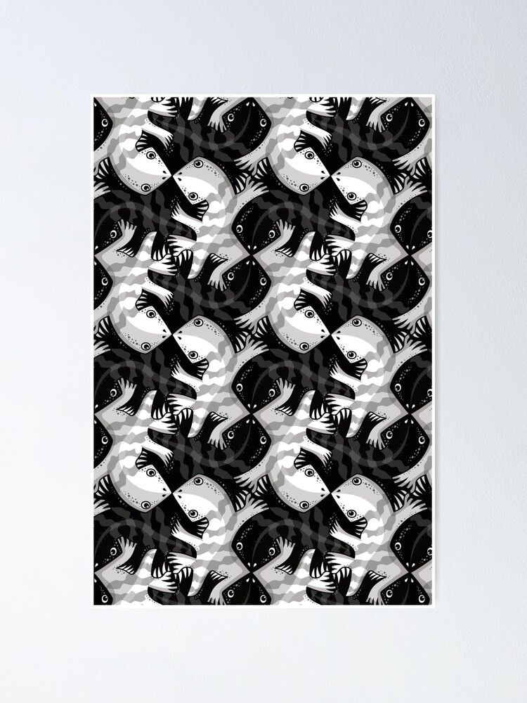 "Black and White Lizards Tessellation Pattern" Poster by mrhighsky ...