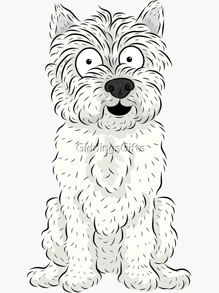 "West Highland Terrier, Westie Cartoon" Sticker for Sale by ...