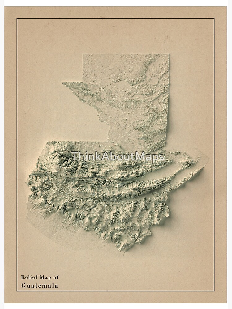 Lámina rígida for Sale con la obra «Mapa en relieve de Guatemala 3D ...