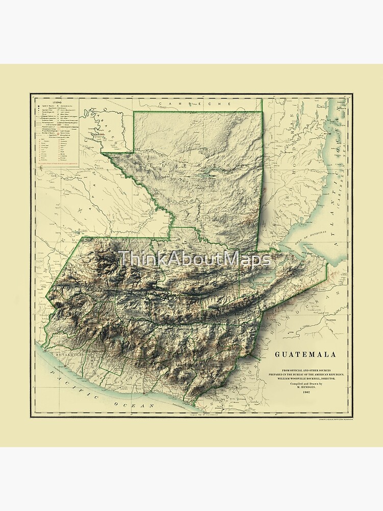 Lámina fotográfica «Mapa en Relieve de Guatemala de 1902 renderizado ...