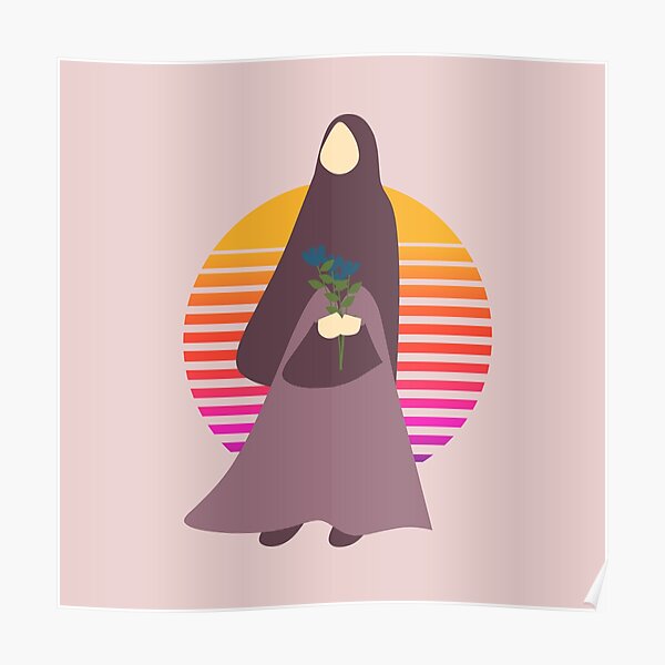 "Islamic Retro - Muslim Girl in Hijab and Abaya" Poster for Sale by ...