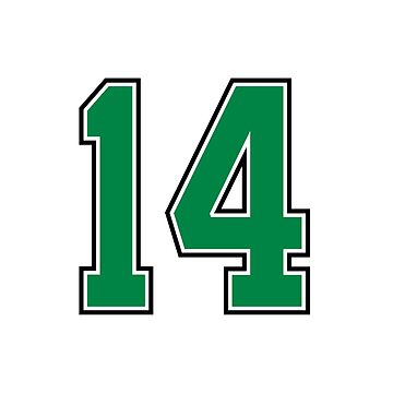 "14 number, green lucky sports fourteen" Sticker for Sale by ArtIsParty ...