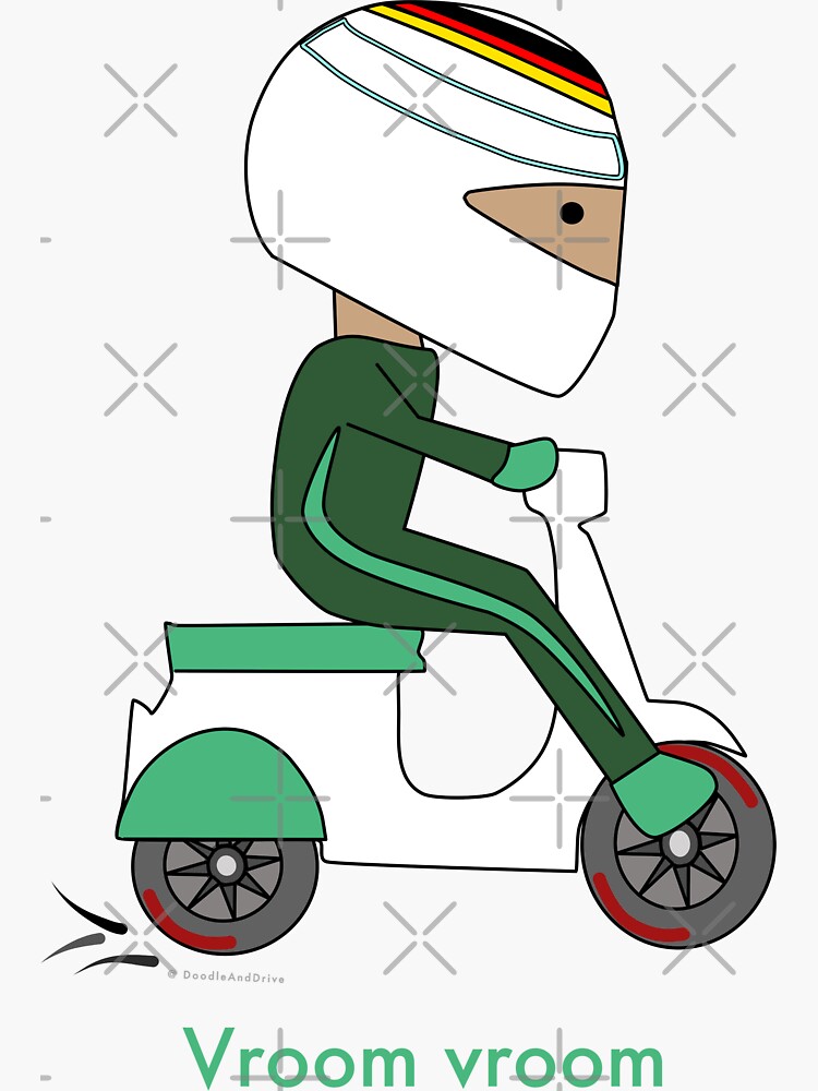 "Scooter - F1 driver cartoon - DoodleAndDrive" Sticker for Sale by ...