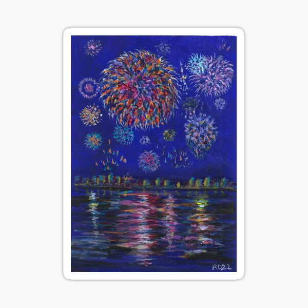 "Fireworks" Sticker for Sale by ReneeDixonArt | Redbubble