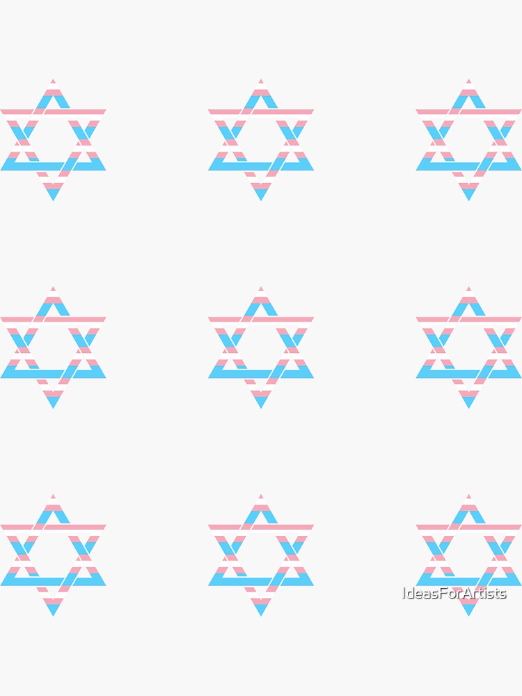 "Rainbow Star of David trans flag transgender colors Pride sticker pack ...