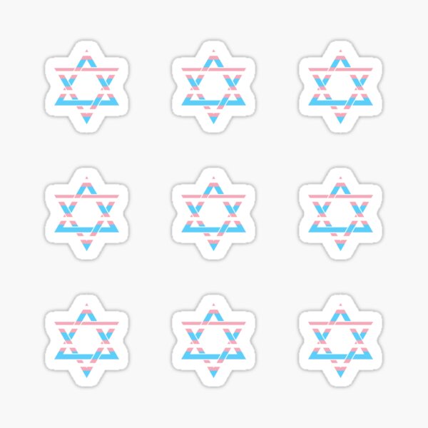 "Rainbow Star of David trans flag transgender colors Pride sticker pack ...