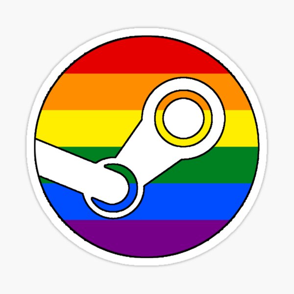 "steam logo but make it LGBTQ+ (pride flag)" Sticker by kanye-westwing ...