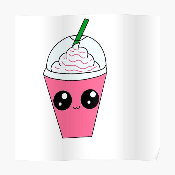 "Cute Kawaii Pink Frappe " Poster for Sale by shaylorae | Redbubble