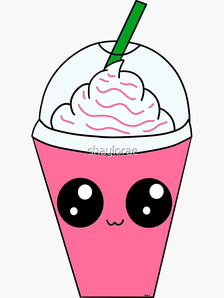 "Cute Kawaii Pink Frappe " Sticker for Sale by shaylorae | Redbubble