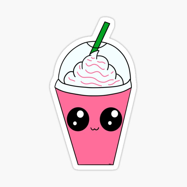 "Cute Kawaii Pink Frappe " Sticker for Sale by shaylorae | Redbubble
