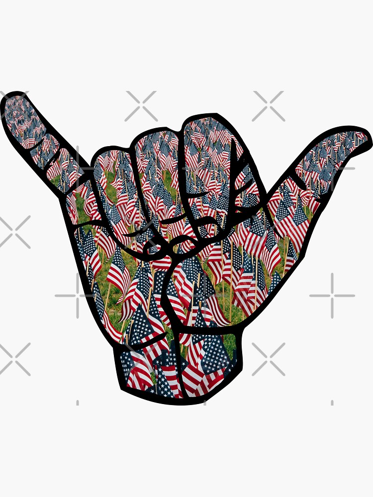 "Shaka American Flag" Sticker for Sale by MadEDesigns | Redbubble