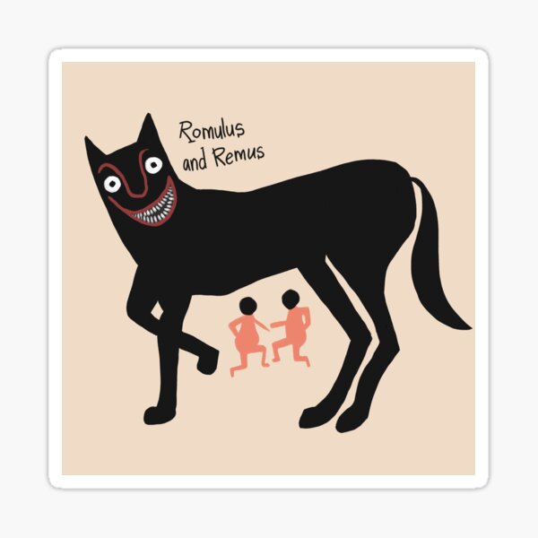 "Romulus and Remus With Shewolf" Sticker by straungewunder | Redbubble