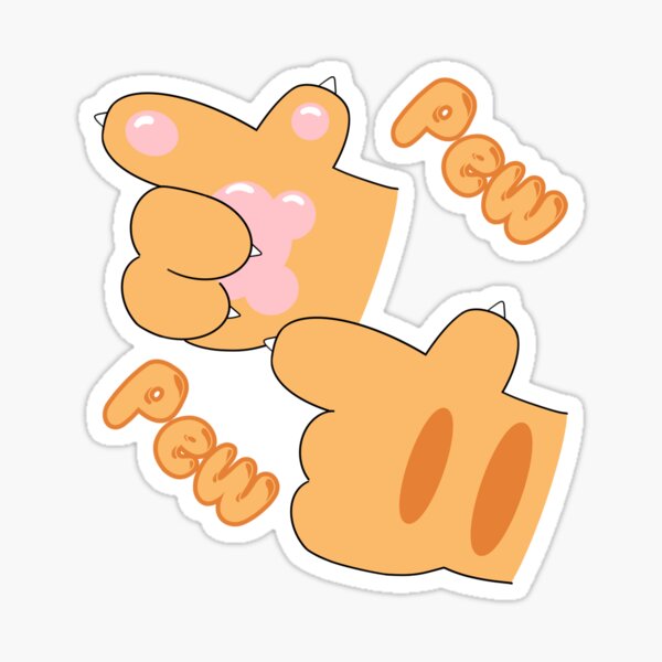 "Double finger cat guns!" Sticker for Sale by magicalotome | Redbubble
