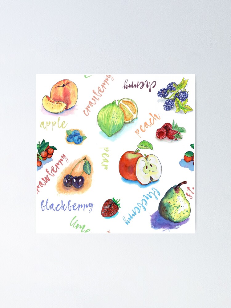 "Illustrated Fruit & Labels" Poster for Sale by AdJourney | Redbubble