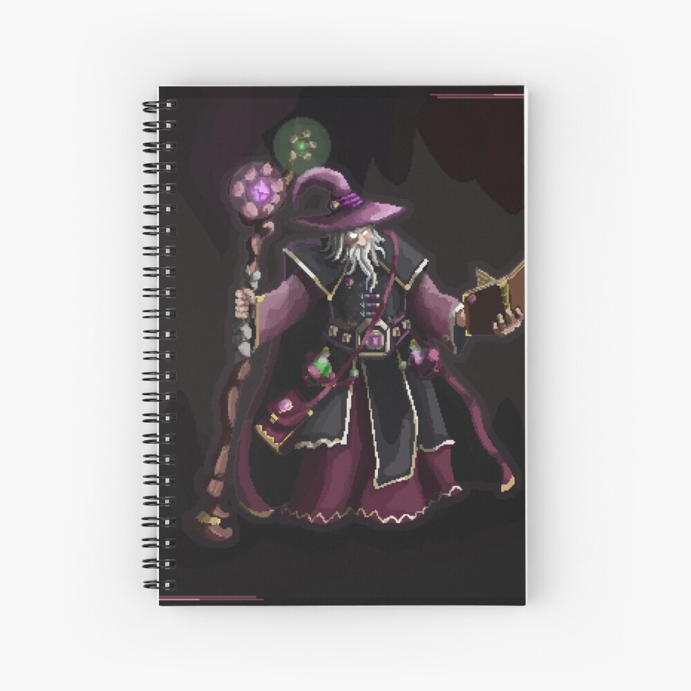 "dnd wizard character art poster pixel art " Spiral Notebook for Sale ...