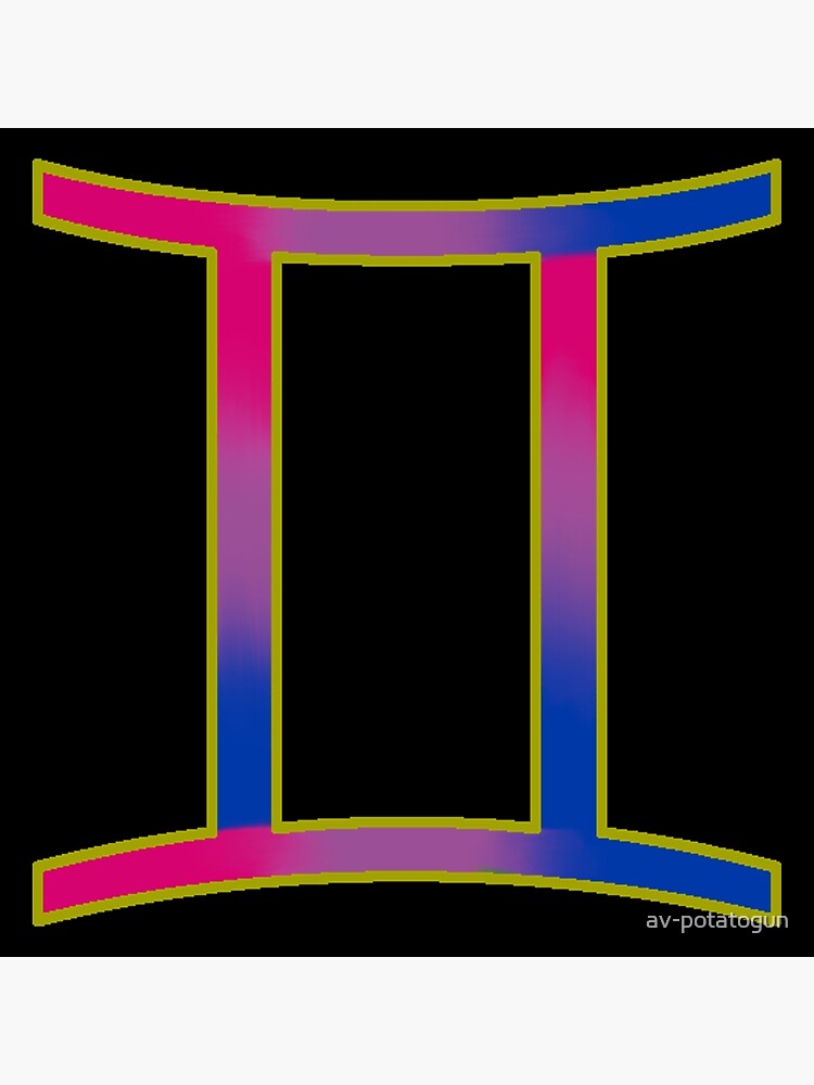 "Bi Flag Gemini Yellow Border" Poster for Sale by av-potatogun | Redbubble