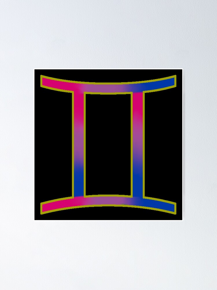 "Bi Flag Gemini Yellow Border" Poster for Sale by av-potatogun | Redbubble