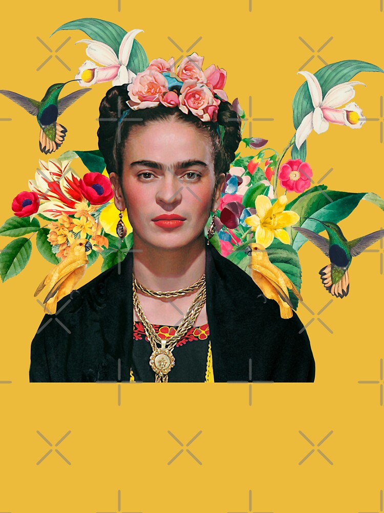 "Frida Kahlo and Flowers Exotic parrots Hummingbird ,Frida Kahlo ...
