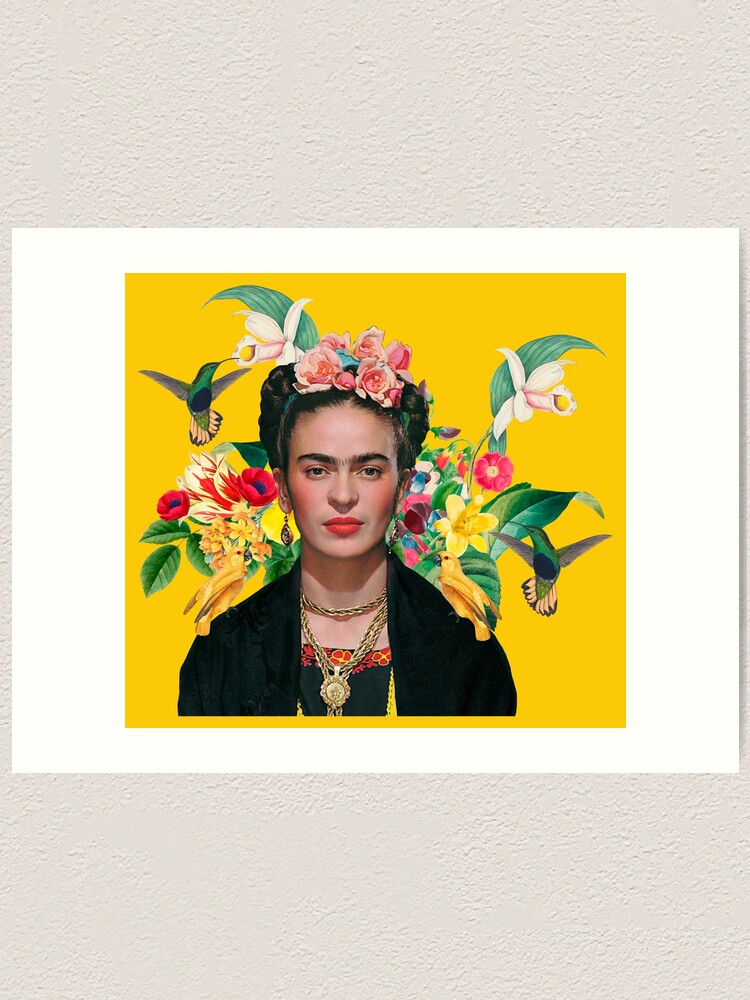 "Frida Kahlo and Flowers Exotic parrots Hummingbird ,Frida Kahlo" Art ...