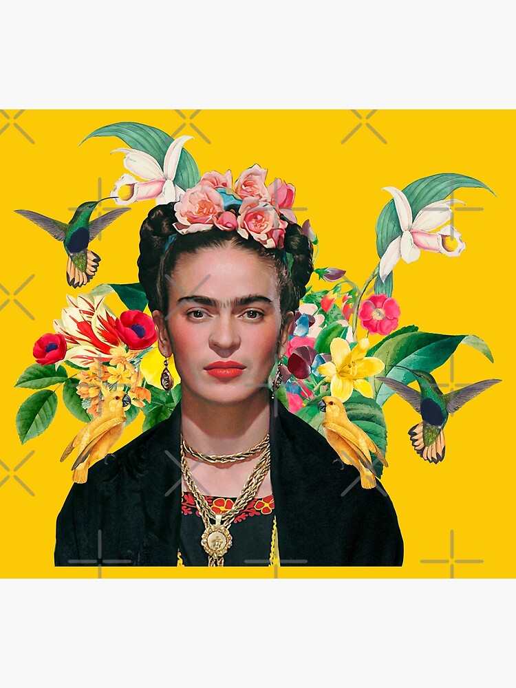 Póster for Sale con la obra «Frida Kahlo y flores Loros exóticos ...