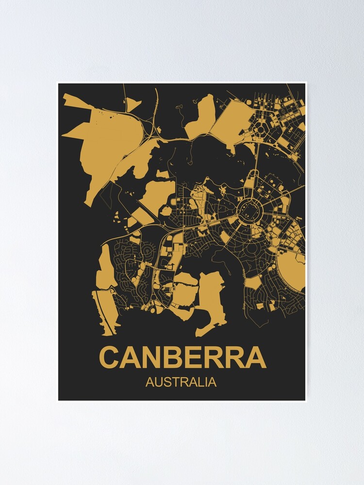 "Canberra Map Art Black Gold Australia" Poster for Sale by EpicMaps ...