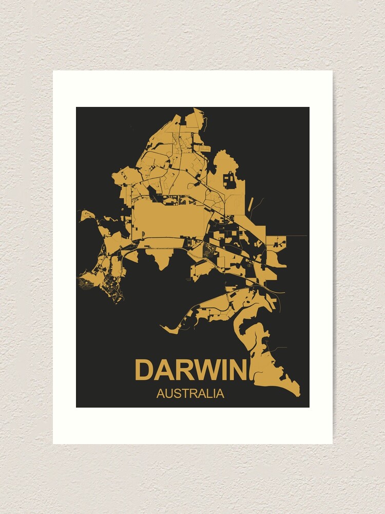 "Darwin Map Art Black Gold Australia" Art Print for Sale by EpicMaps ...
