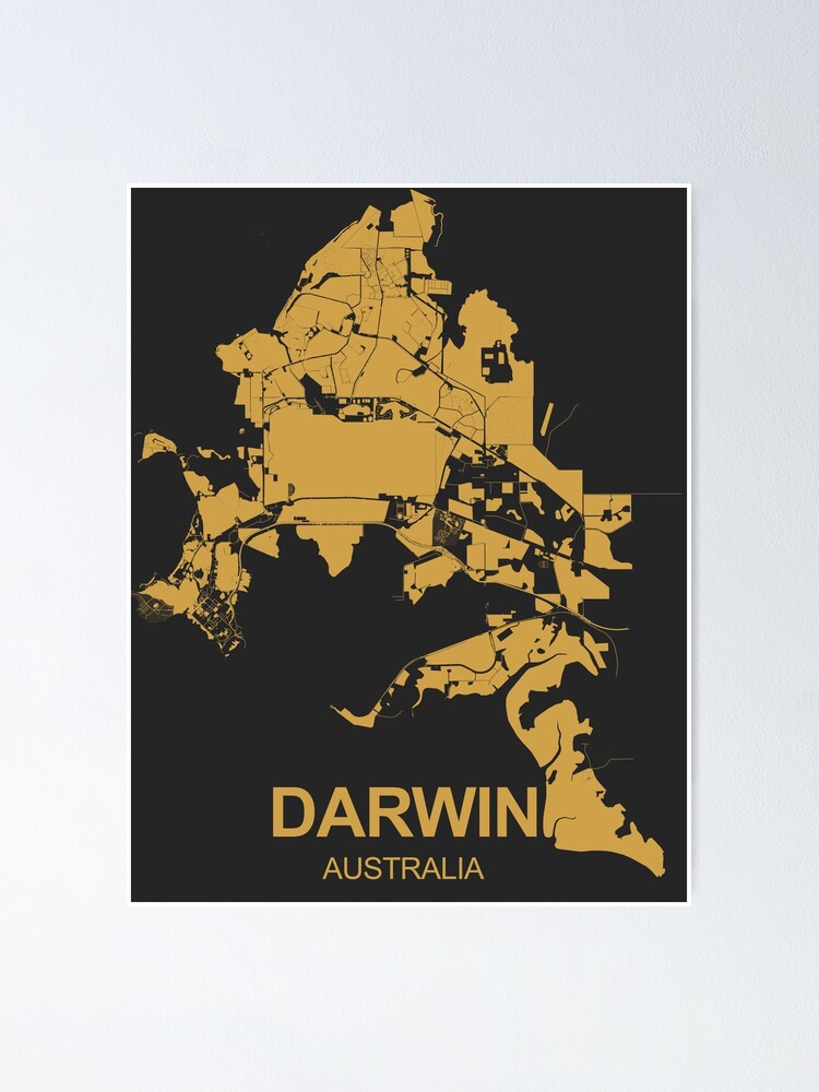 "Darwin Map Art Black Gold Australia" Poster for Sale by EpicMaps ...