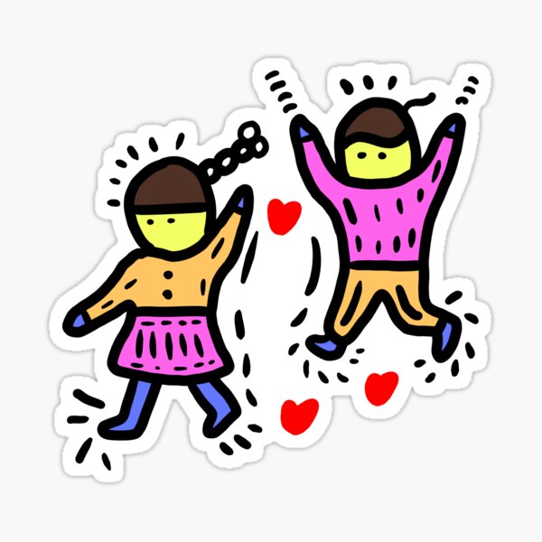 "a child walking with his hands up" Sticker for Sale by crazyhome ...