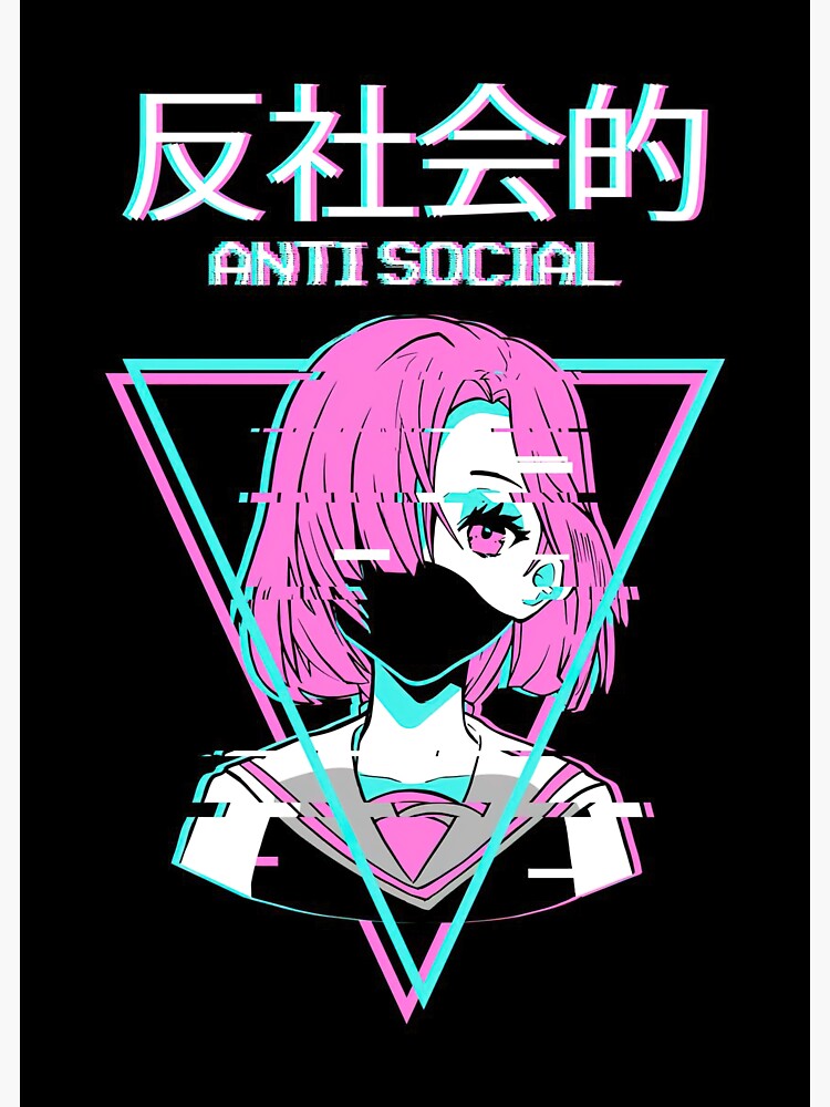 "Anti Social Anime Girl" Sticker by BrendaRodrig43 | Redbubble
