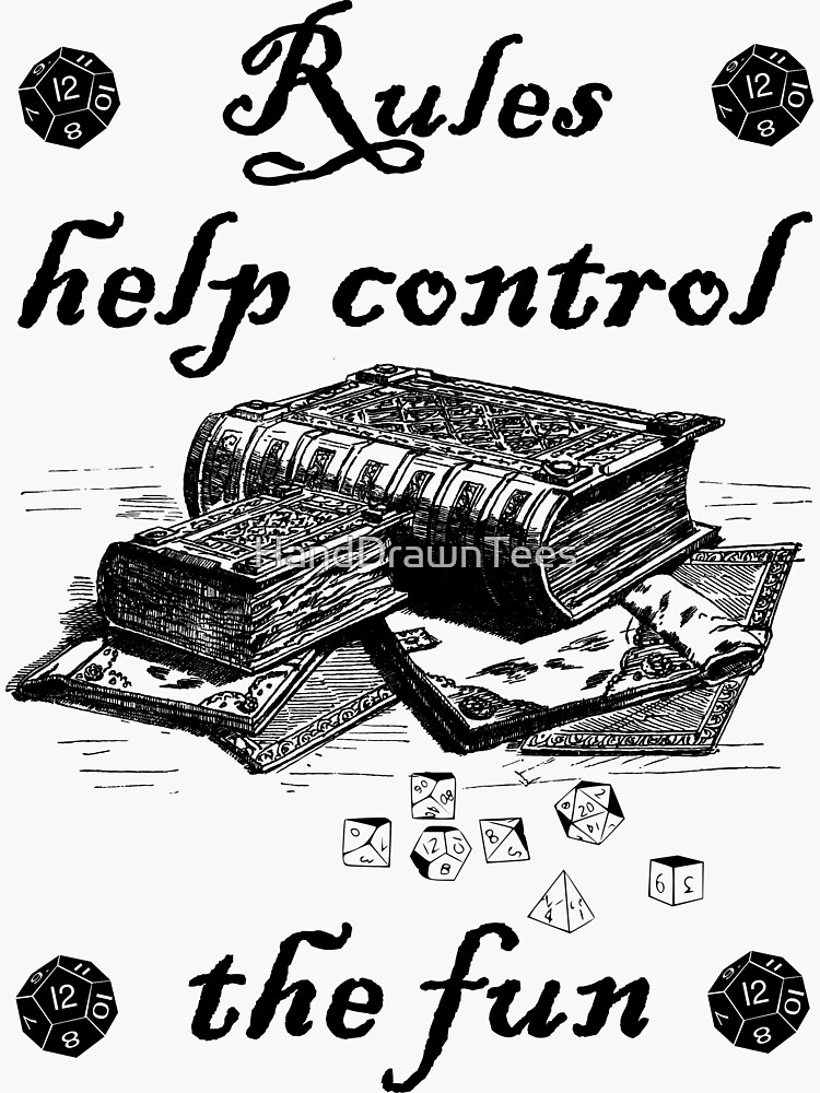 "Rules help control the fun" Sticker for Sale by HandDrawnTees | Redbubble