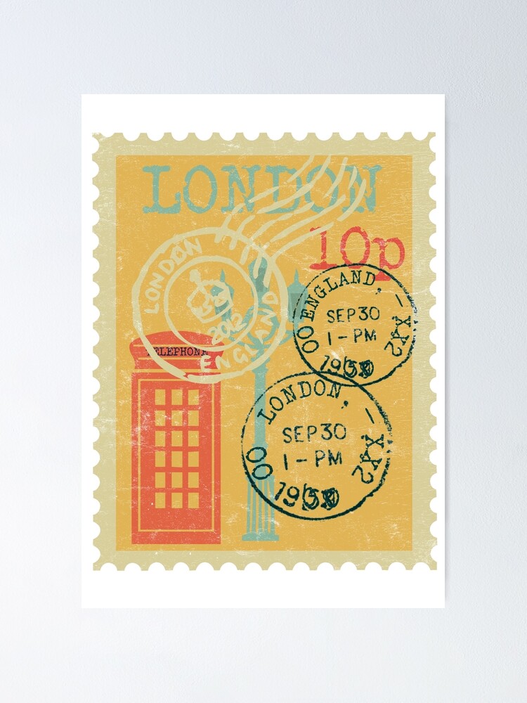 "London Postage Stamp Distressed" Poster for Sale by Primroaddesigns ...