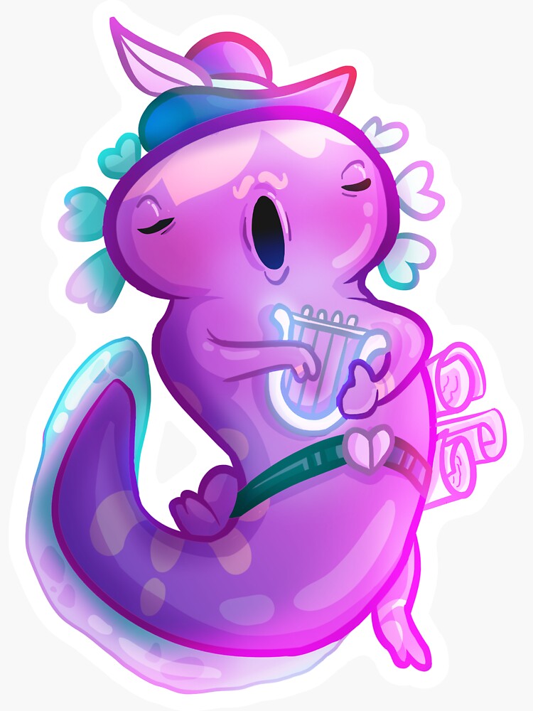 Pegatina «Bard Axolotl, dnd clase linda» de Thomasmoka | Redbubble