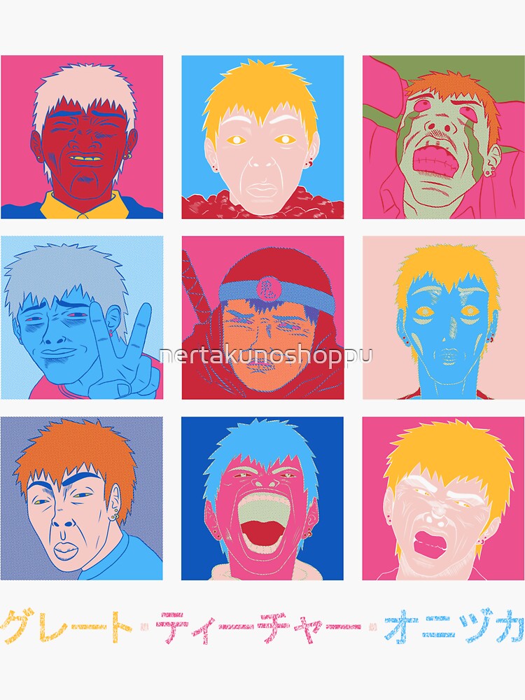 "GTO Onizuka faces" Sticker for Sale by nertakunoshoppu | Redbubble