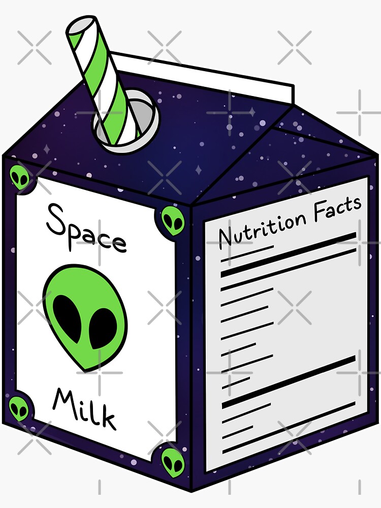 "Cute and Kawaii Alien Space Milk Carton with Straw" Sticker for Sale ...