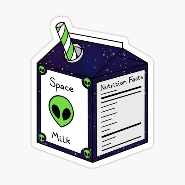 "Cute and Kawaii Alien Space Milk Carton with Straw" Sticker for Sale ...